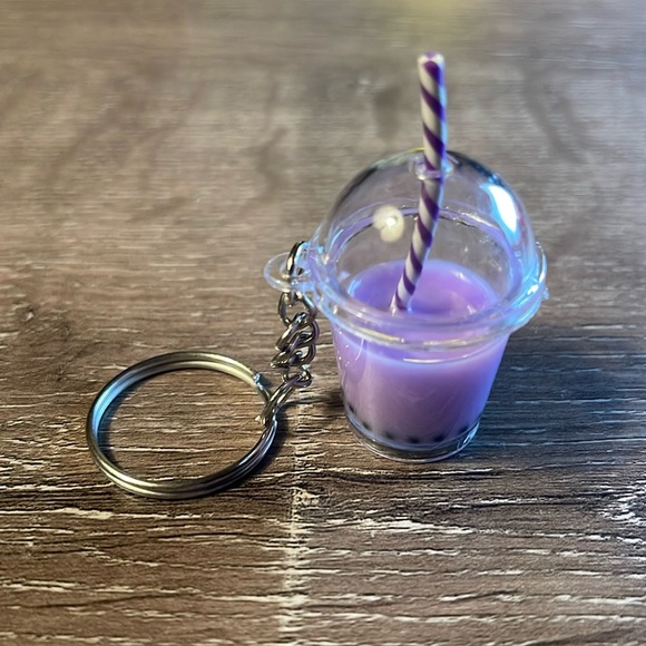 Accessories | Kawaii Purple Boba Drink Keychain Fidget Toy Boba Tea ...